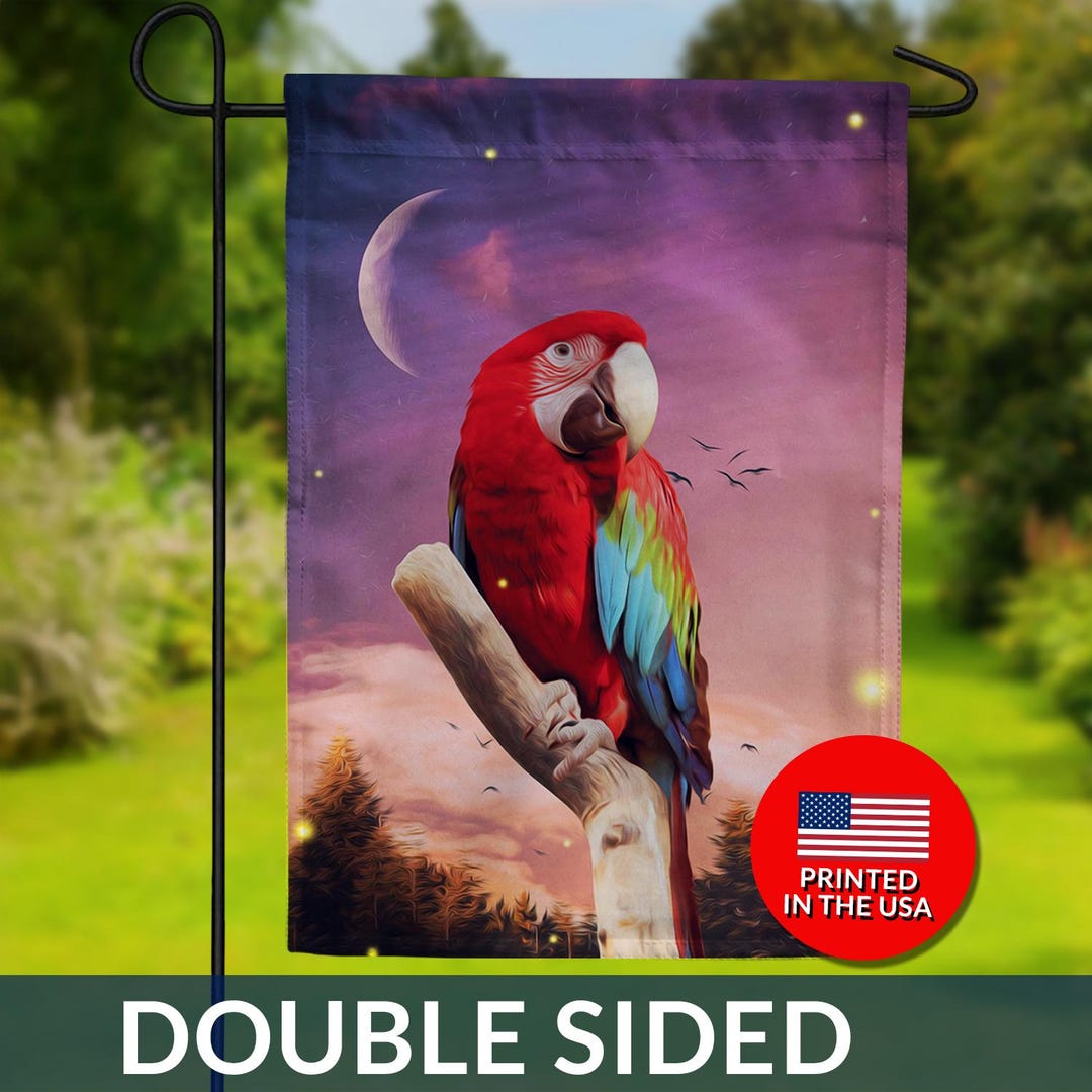 Scarlet Macaw Flag – Moonlight Parrot, Twilight Garden Decor - Etsy