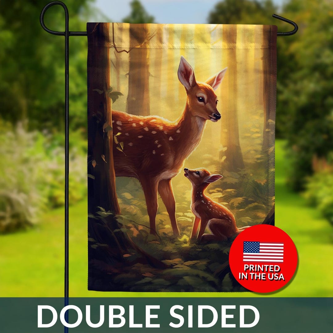 Doe and Fawn Forest Flag Double Sided - Deer Family Flag, Wildlife ...