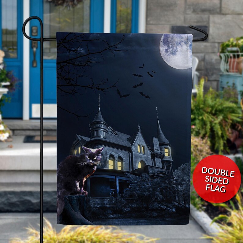 Haunted Victorian Mansion Flag – Gothic Halloween Decor, Double Sided ...