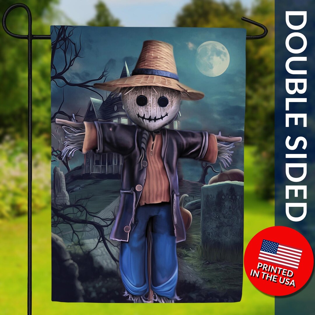 Spooky Scarecrow Halloween Flag – Graveyard Haunted House Decor - Etsy