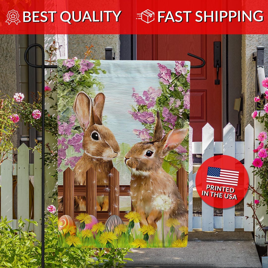 Adorable Easter Bunny Flag – Rabbit Flag, Easter Bunny, Spring Flag ...