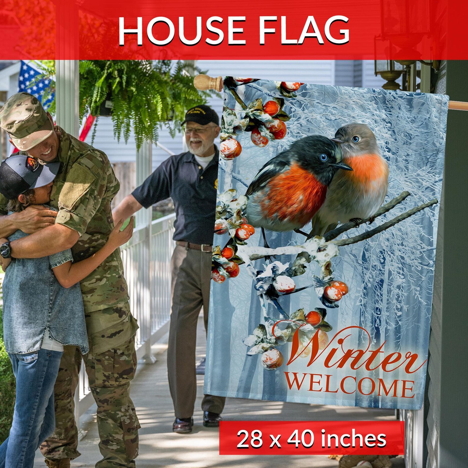 Winter Welcome Birds Flag Winter Flag, Snowy Bird, Winter Welcome ...