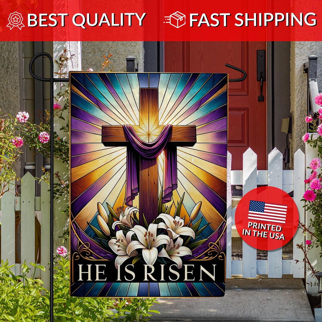 He is Risen Easter Double Sided Flag - He is Risen Flag, Easter Flag ...