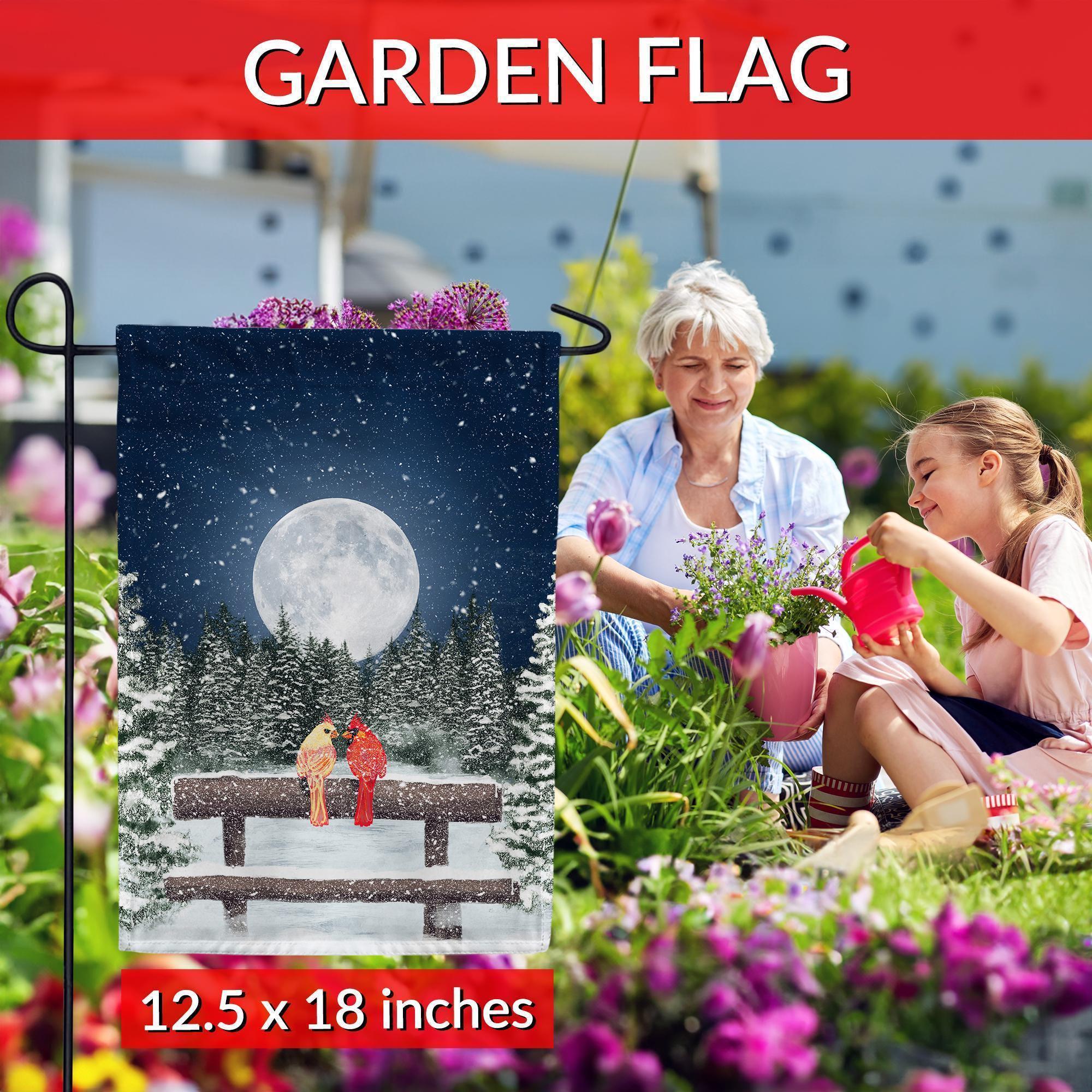 Cardinal Winter Garden Flag – Snowy Moonlit Scene, USA Made - Etsy