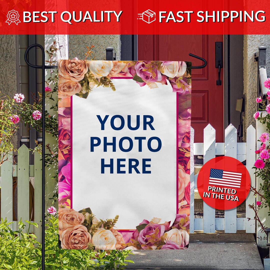Custom Rose Floral Flag - Custom Photo Garden Flag, Personalized ...