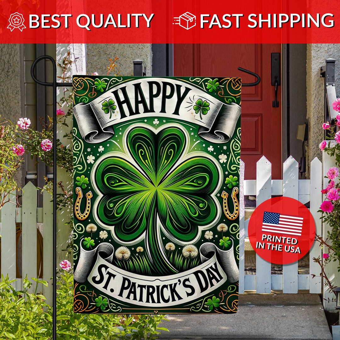 Happy St Patricks Day Double Sided Flag - St Patrick's Day Garden Flag ...