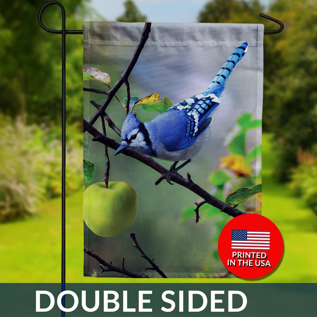 Blue Jay & Apple Tree Garden Flag – Double Sided Orchard Decor - Etsy