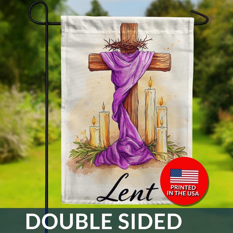 Lent Garden Flag – Cross, Candles, & Crown of Thorns - Etsy
