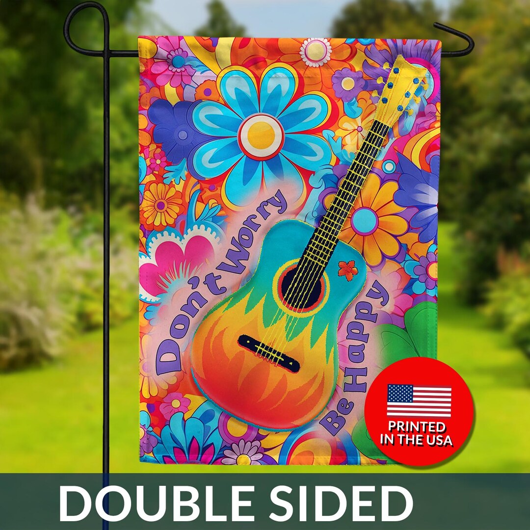 Don't Worry Be Happy Double Sided Flag - Positive Music Flag, Happy ...