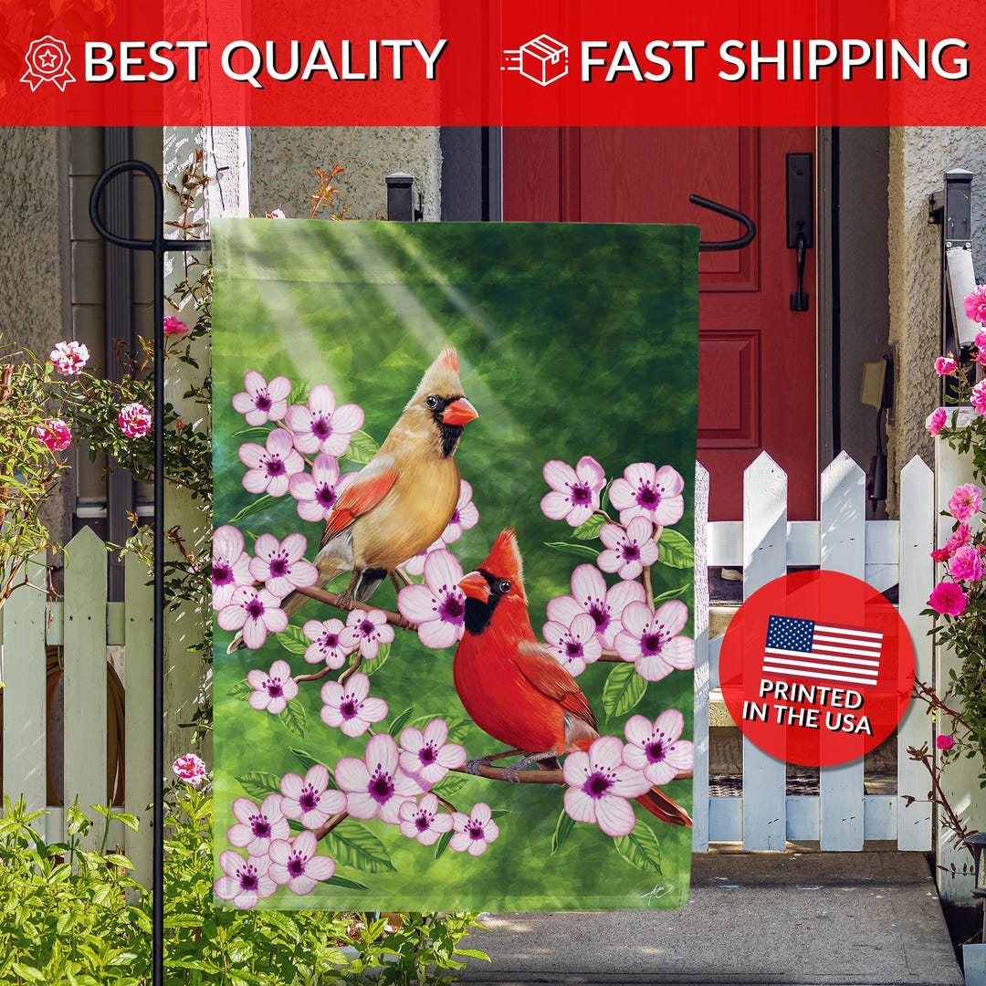 Cardinal Bird Flag - Spring Garden Decor, Nature House Flag, Outdoor ...