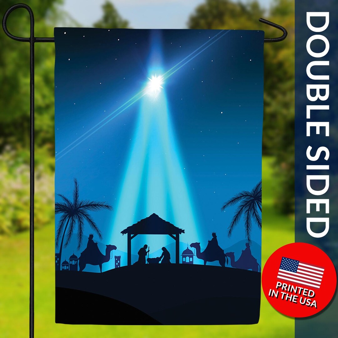Nativity Scene Christmas Garden Flag – Star of Bethlehem, Holiday Decor ...