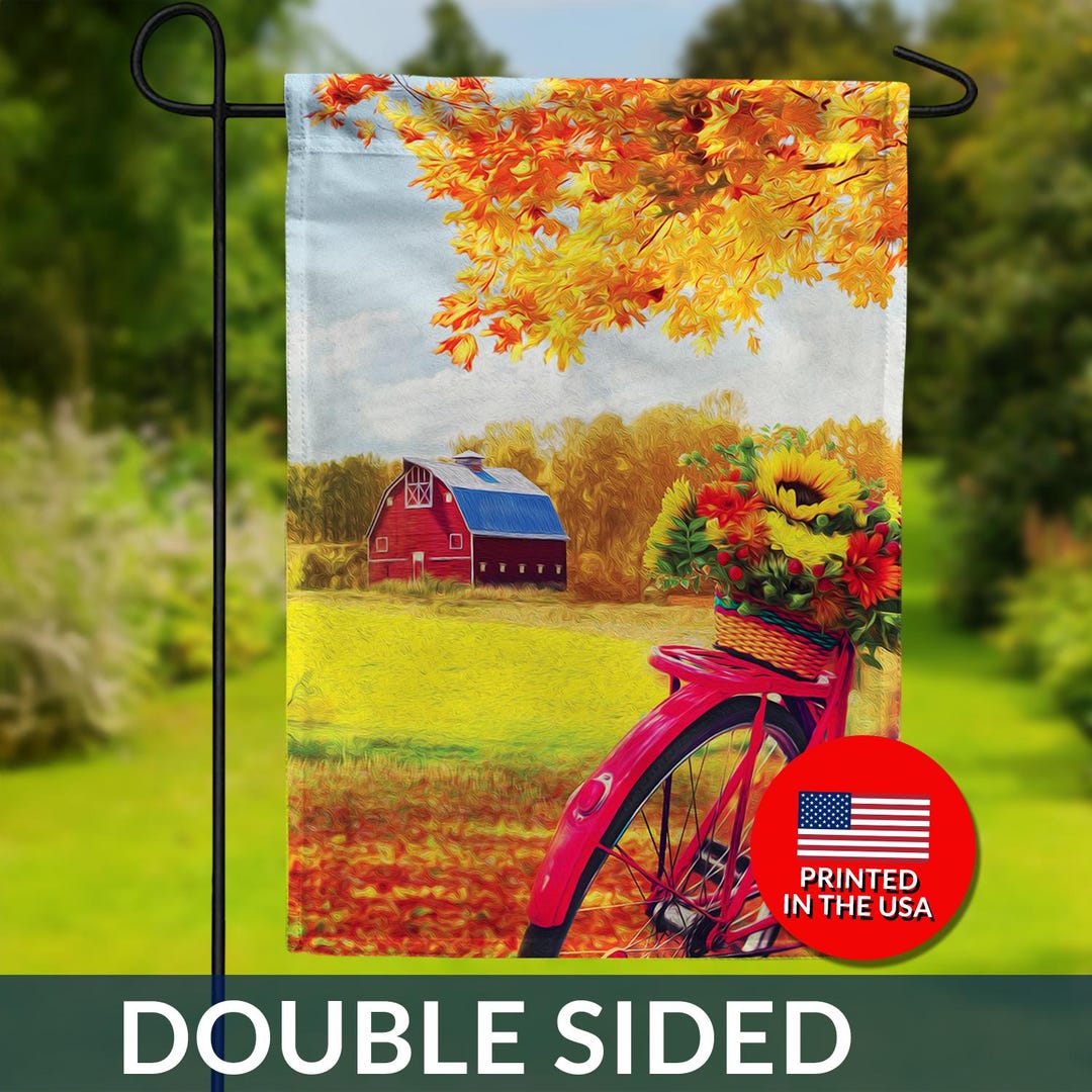 Fall Country Bike Double Sided Flag – Sunflower Bicycle Flag, Farm Flag ...