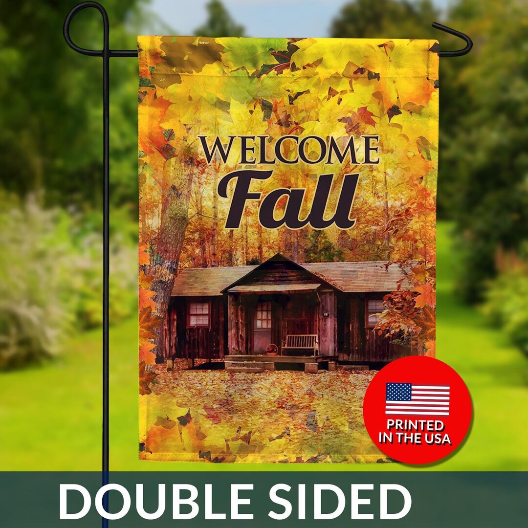 Welcome Fall Cabin Flag – Double Sided Autumn Woods - Etsy