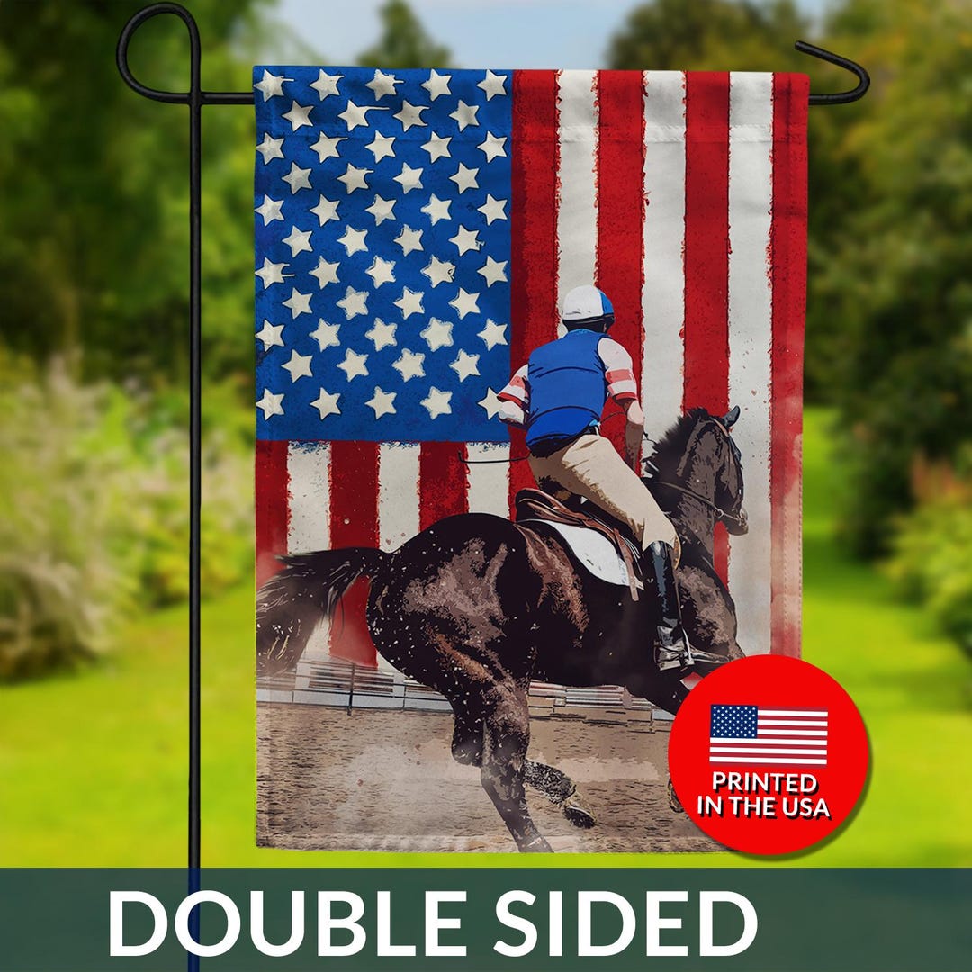 American Equestrian Double Sided Flag - Horse Racing Flag, Patriotic ...