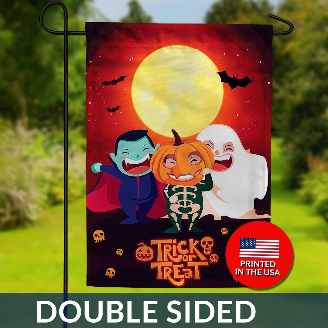 Little Goblins Trick or Treat Flag – Double Sided Halloween Kids Decor ...