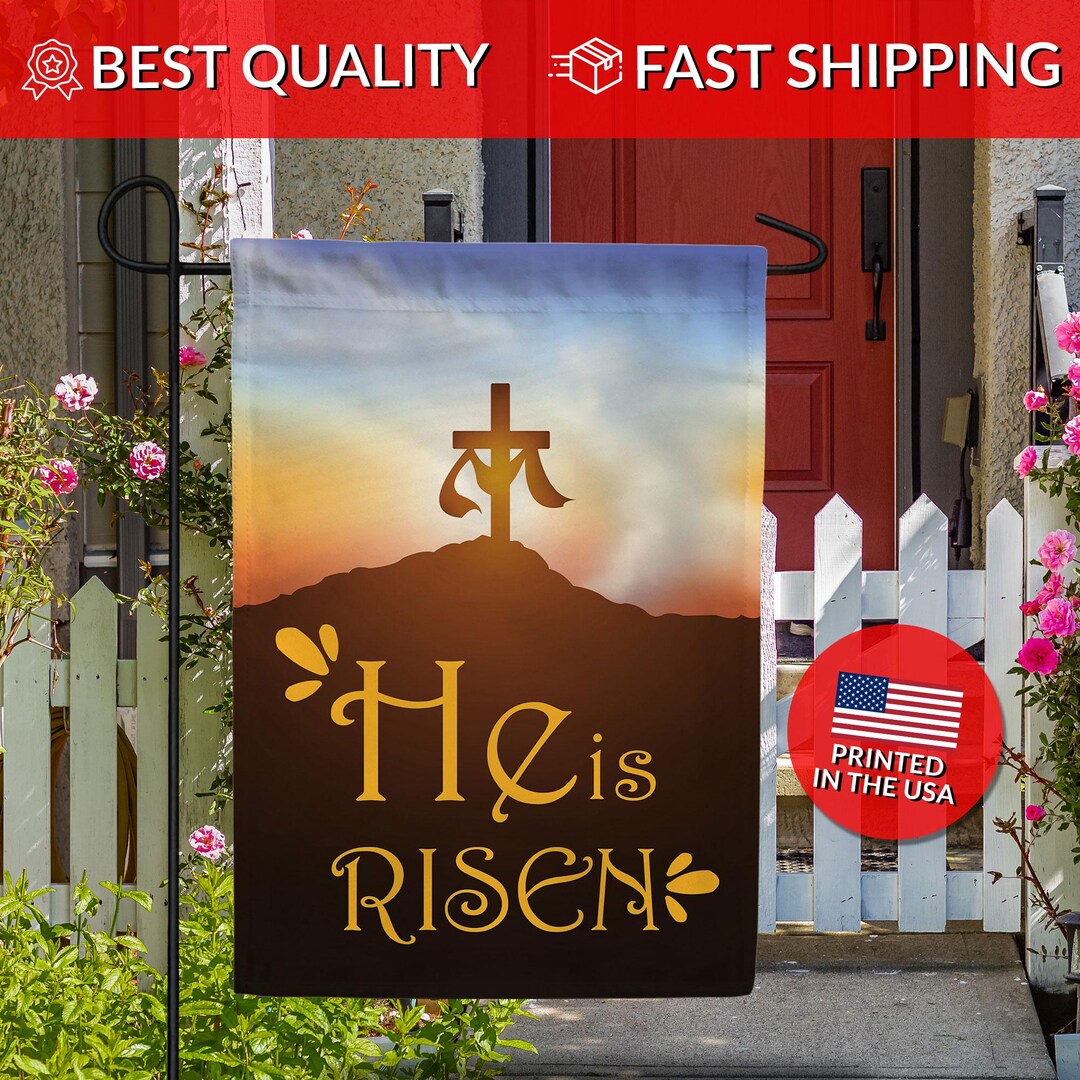 He is Risen Easter Double Sided Flag - He is Risen Flag, Religious ...