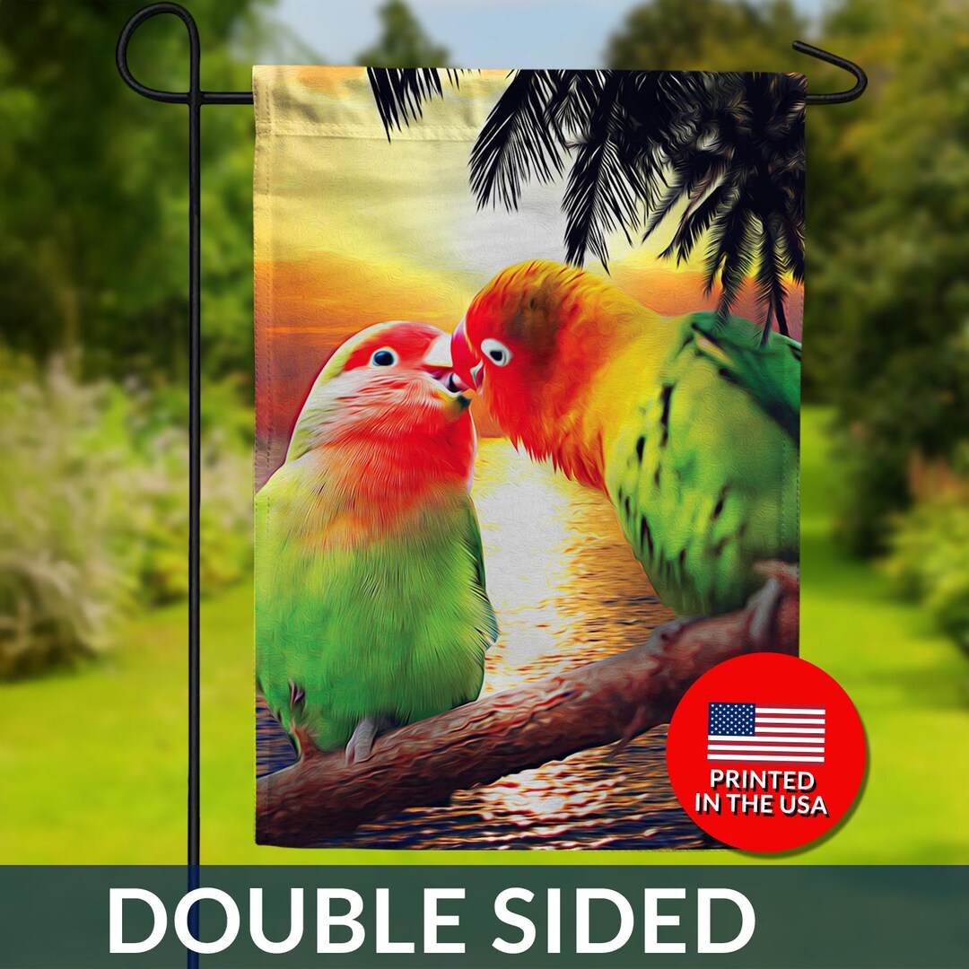 Lovebirds Sunset Garden Flag – Double Sided Romance Flag - Etsy