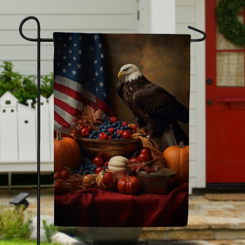 Thanksgiving Eagle Flag – American Harvest Decor, Double Sided - Etsy