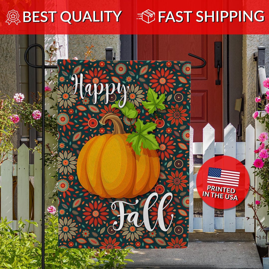 Happy Fall Pumpkin Flag - Autumn Pumpkin Flag, Happy Fall Flag ...