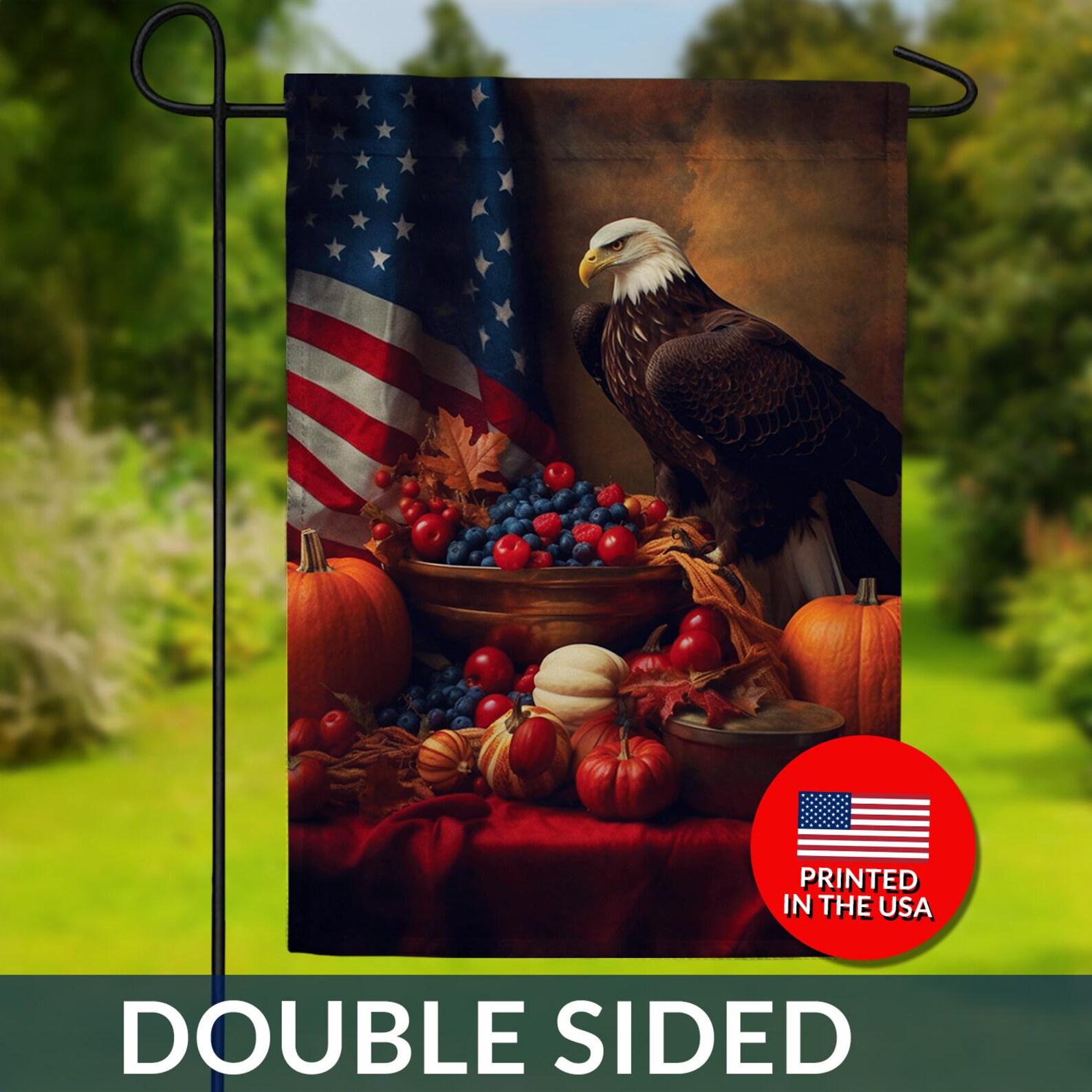 Thanksgiving Eagle Flag – American Harvest Decor, Double Sided - Etsy
