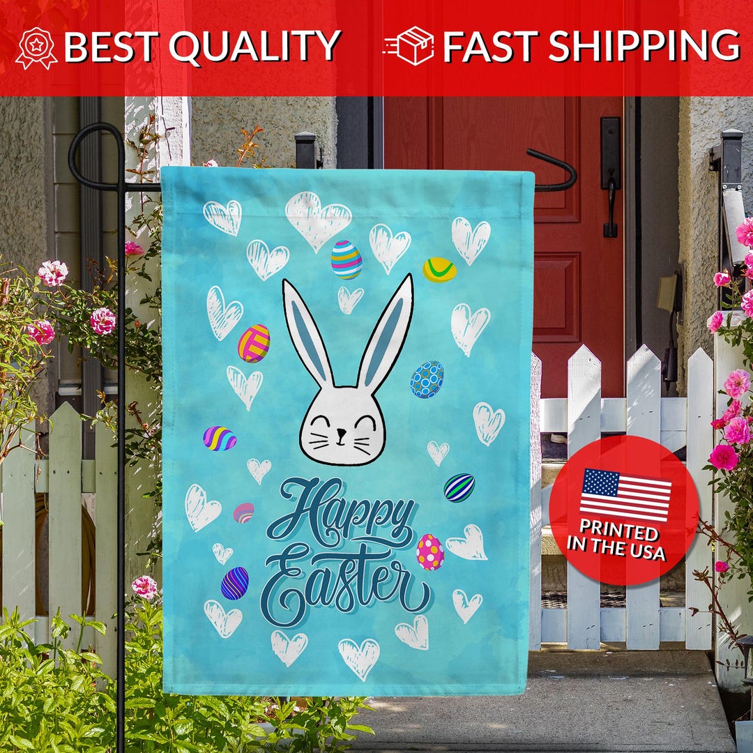 Happy Easter Bunny Double Sided Flag - Cute Easter Bunny Flag, Easter ...