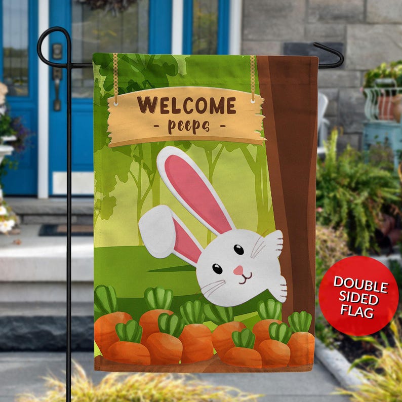 Welcome Peeps Bunny Garden Flag – Double Sided Easter Decor - Etsy