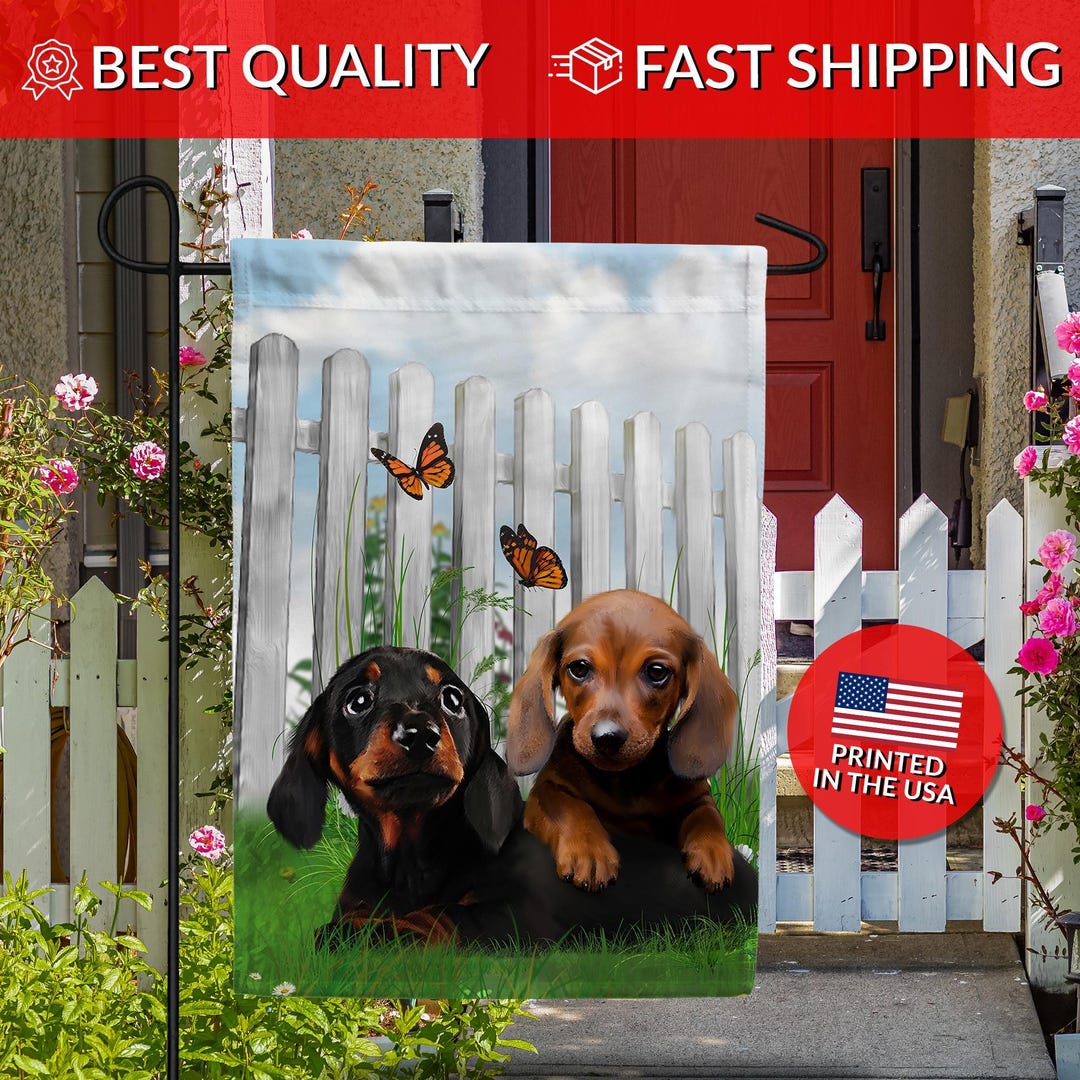 Dachshund Puppies Flag – Dachshund Decor, Puppy Flag, Dog Flag, Dog ...