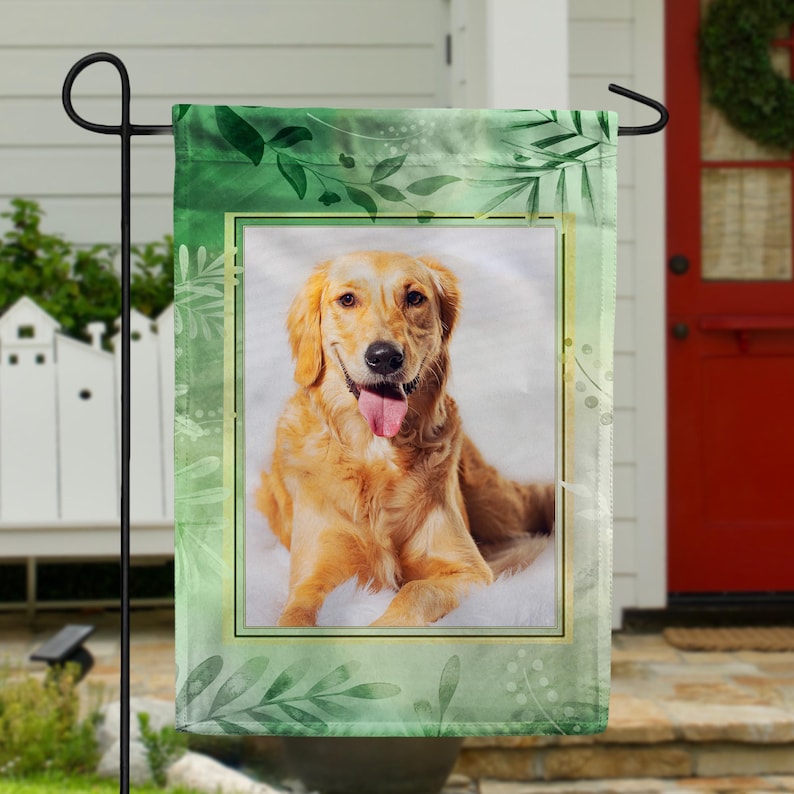 Custom Photo Garden Flag - Green Leaves Personalized Message - Etsy