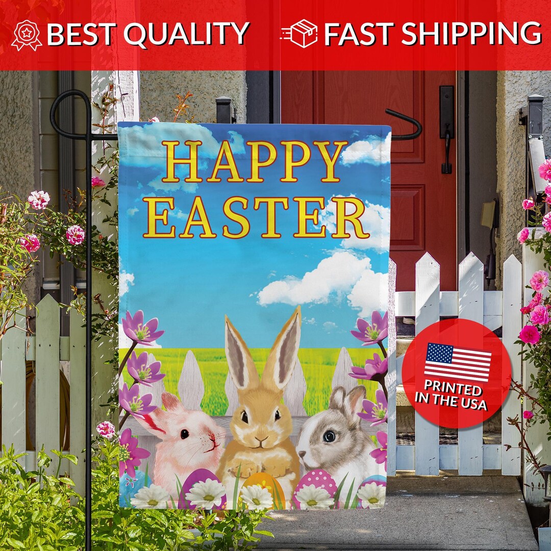 Easter Bunny Flag – Easter Flag, Bunny Decor, Spring Flag, Easter Day ...