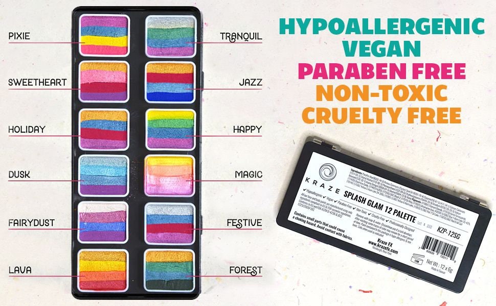 Kraze FX Splash Glam Metallic Face Paint Palette, Perfect Face Painting ...