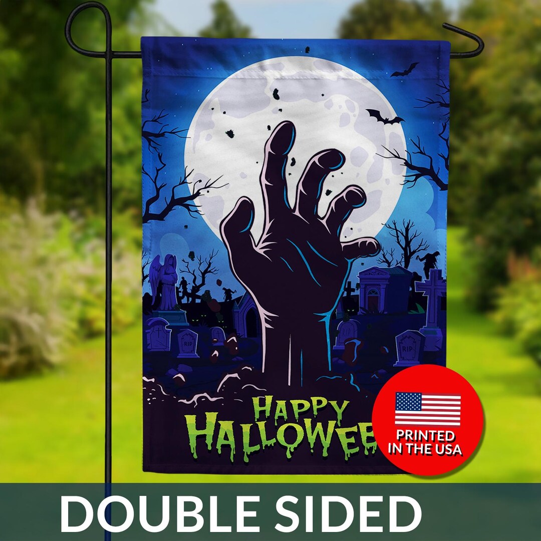 Zombie Hand Halloween Flag - Graveyard Decor, Double Sided - Etsy