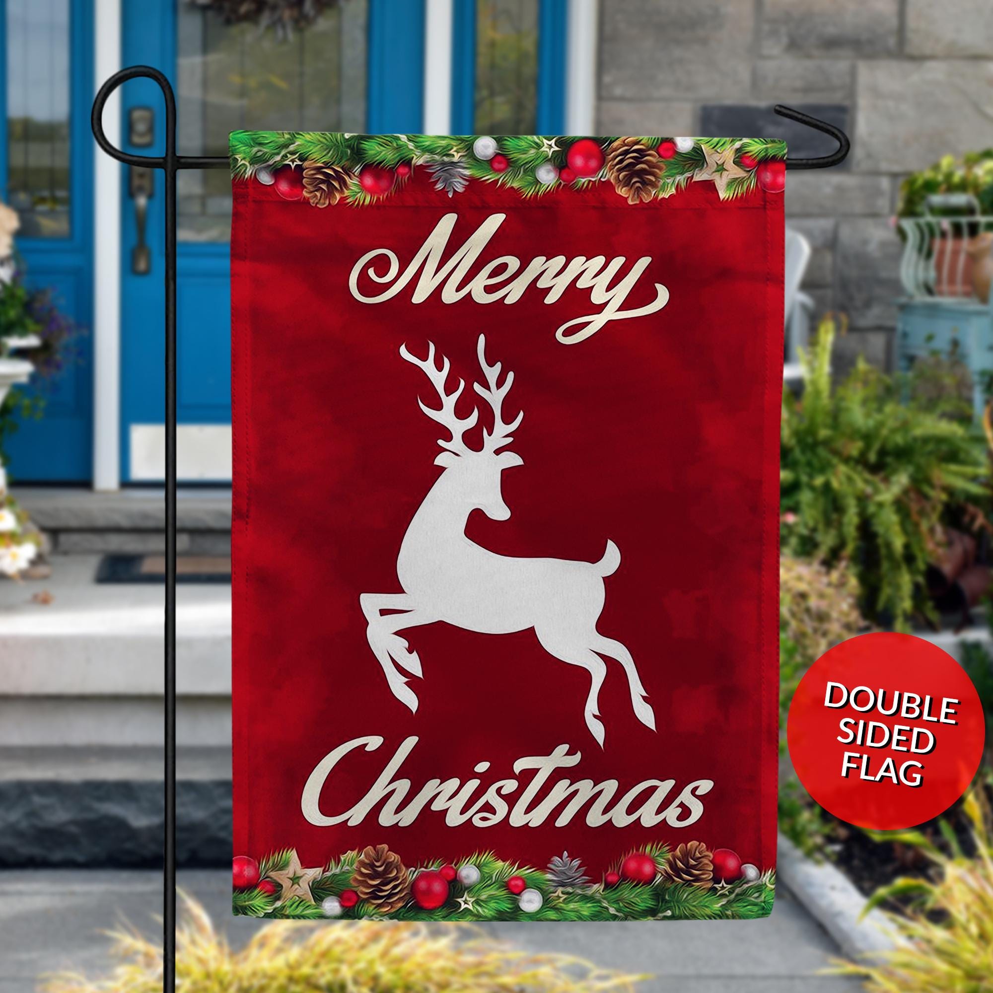Christmas Reindeer Garden Flag Merry Christmas Flag, Xmas Garden Flag ...