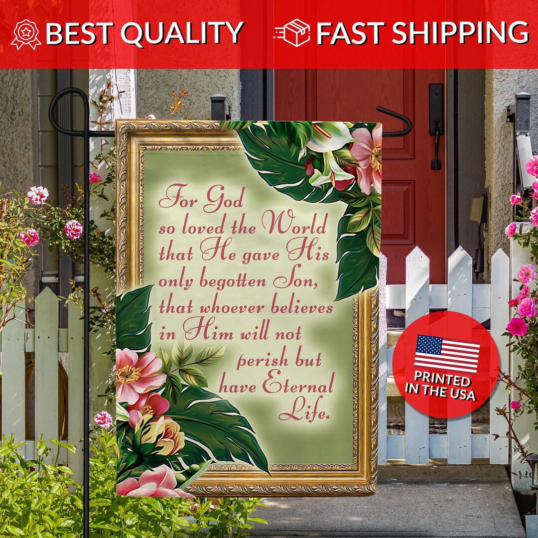 John 3:16 Bible Verse Flag Bible Verse Flag, Christian Decor ...