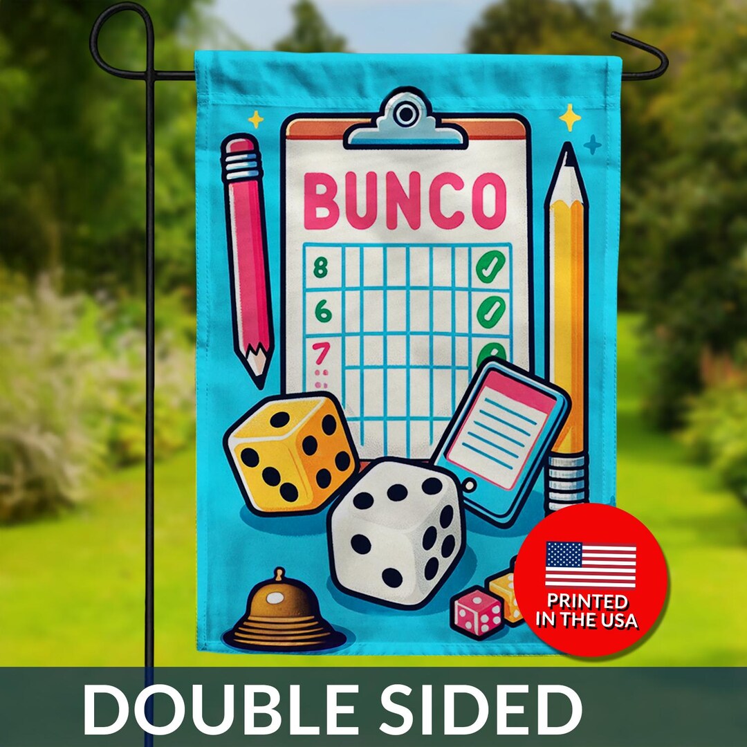 Classic Bunco Scorecard Double Sided Flag - Game Night Flag, Bunco Flag ...