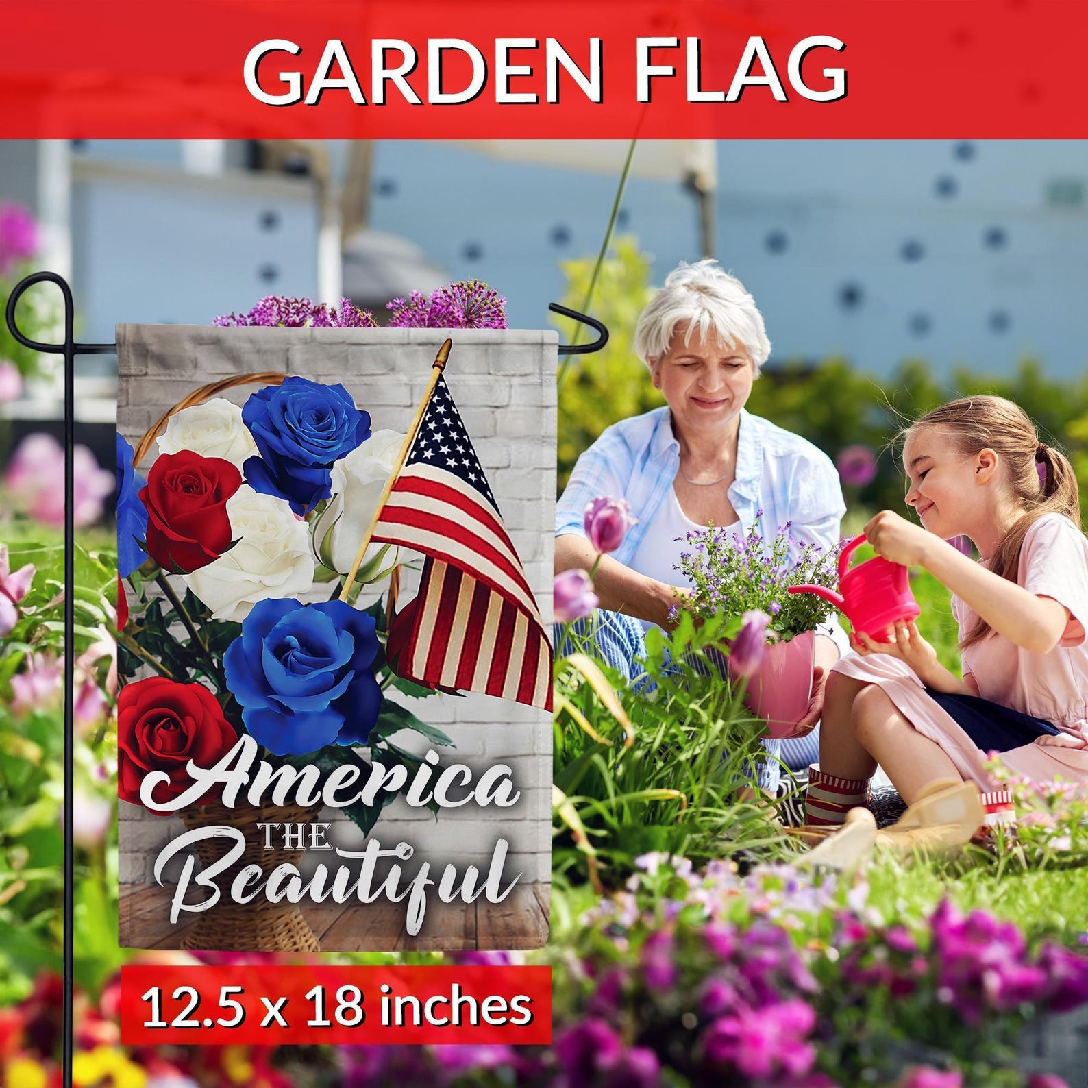 Patriotic America the Beautiful Flag - 4th of July Yard Decoration ...