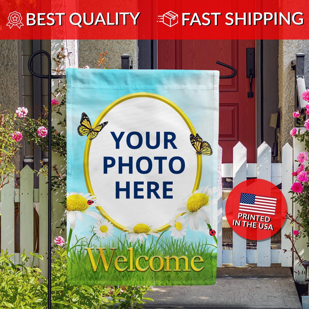 Personalized Welcome Flag Custom Photo Garden Flag, Custom Garden Flag ...