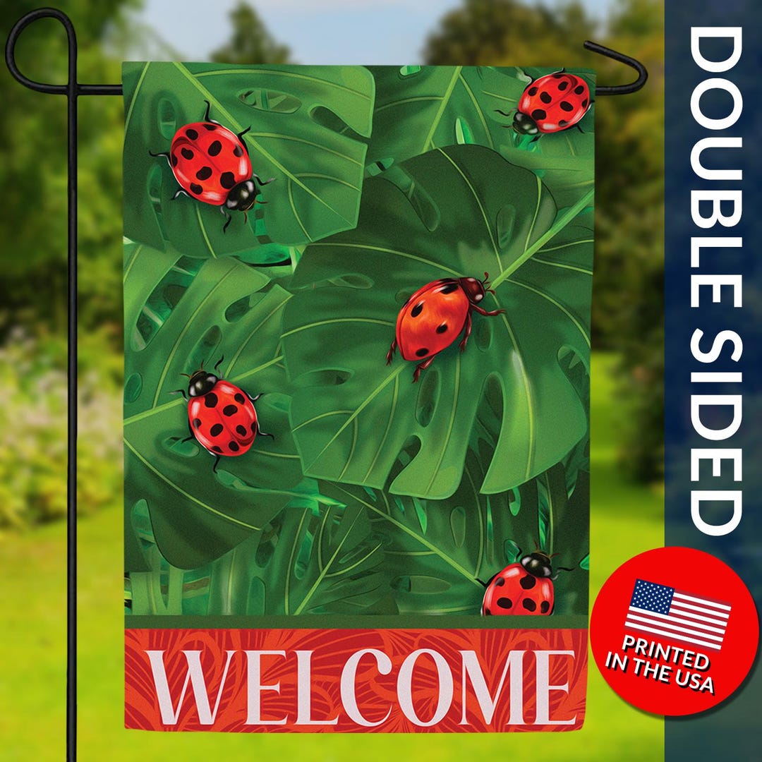 Welcome Lady Beetles Double Sided Flag - Ladybug Welcome Flag, Garden ...