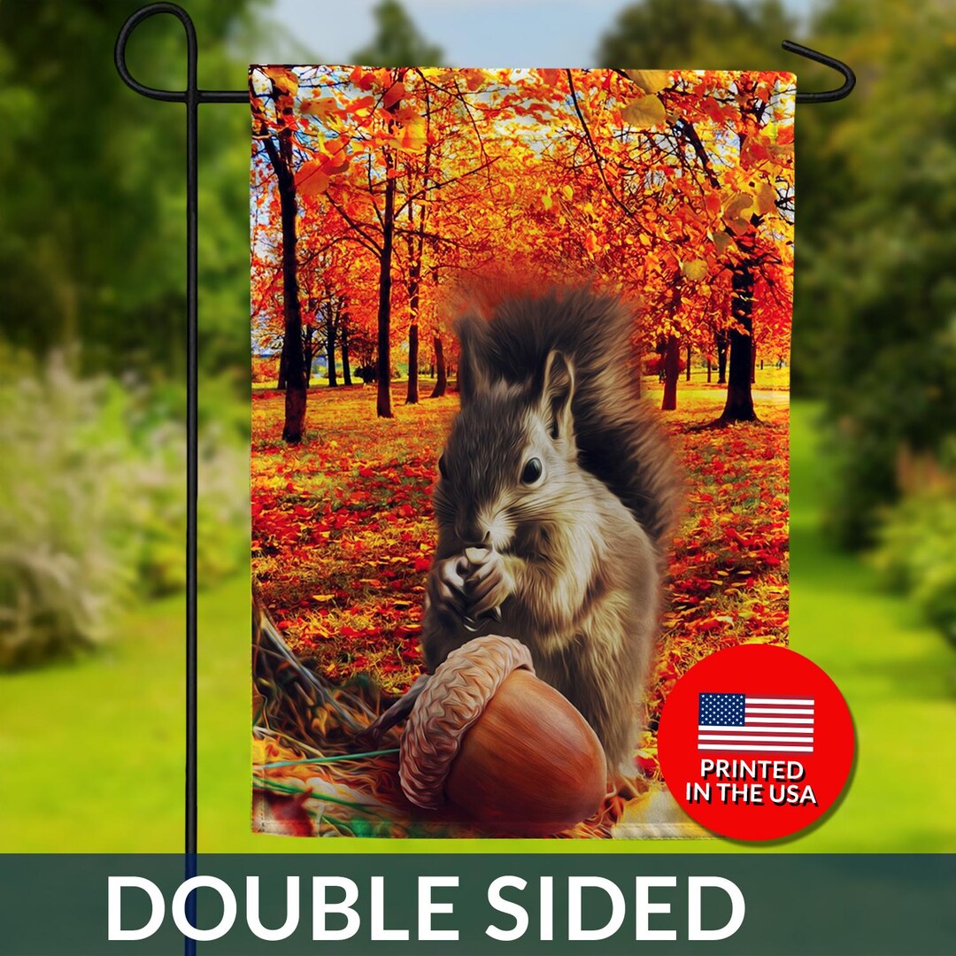 Fall Squirrel Double Sided Flag – Autumn Squirrel Flag, Acorn Flag ...