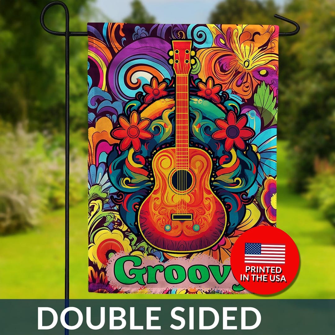 Psychedelic Guitar Flag – Groovy Music Decor - Etsy