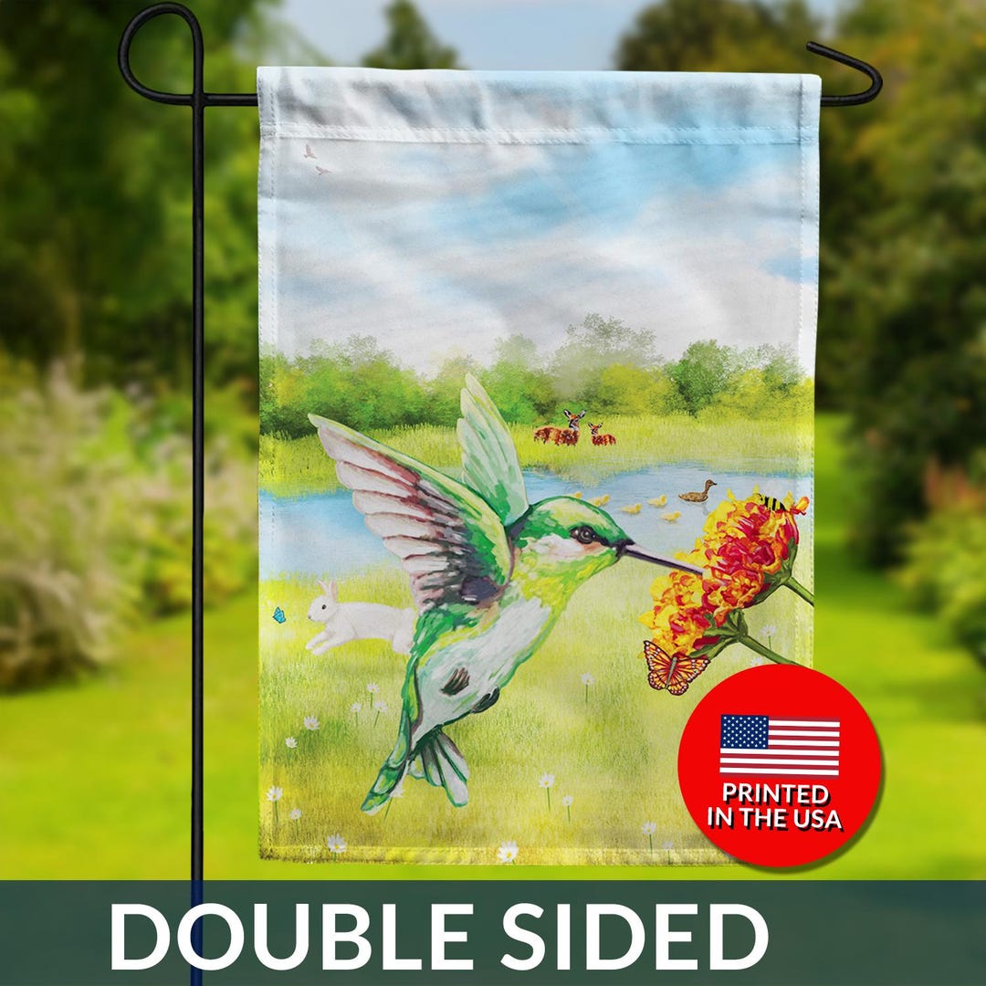 Hummingbird Garden Flag – Spring Woods Wildlife, Double Sided - Etsy