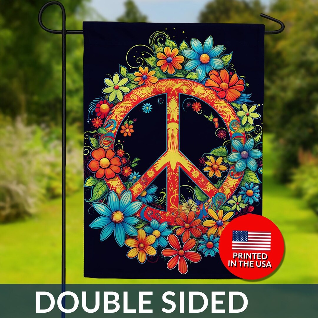 Floral Peace Sign Flag – Double Sided Bohemian Garden Decor - Etsy