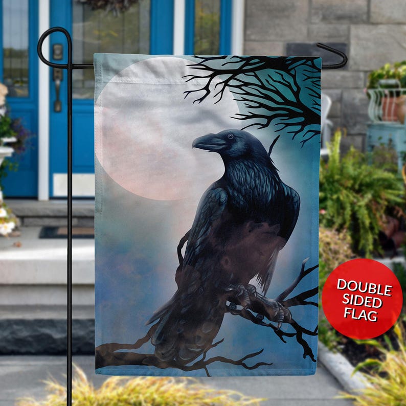 Raven and Moonlight Double Sided Flag – Gothic Halloween Decor - Etsy