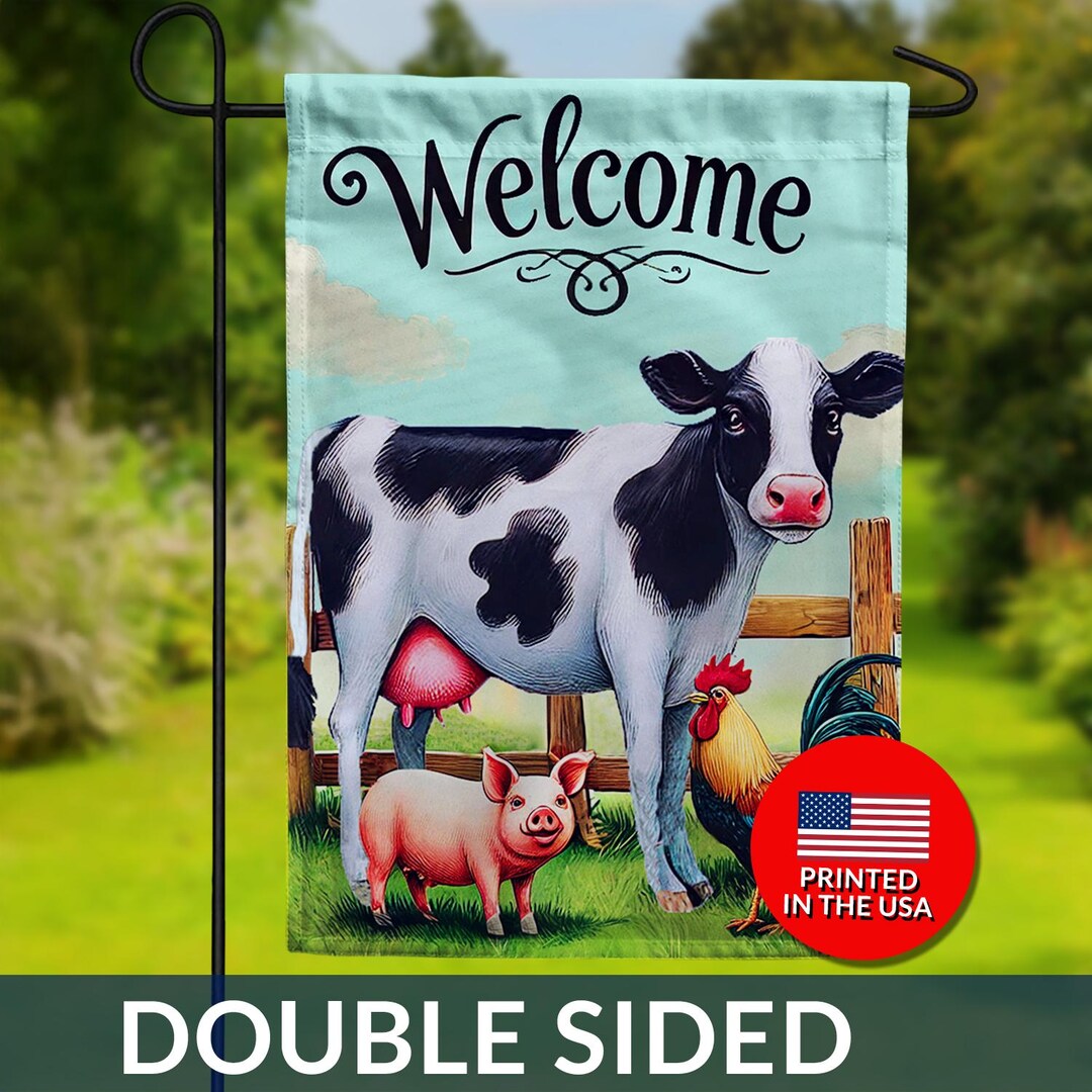 Farm Animal Welcome Flag – Cow, Pig & Rooster, Country Decor - Etsy