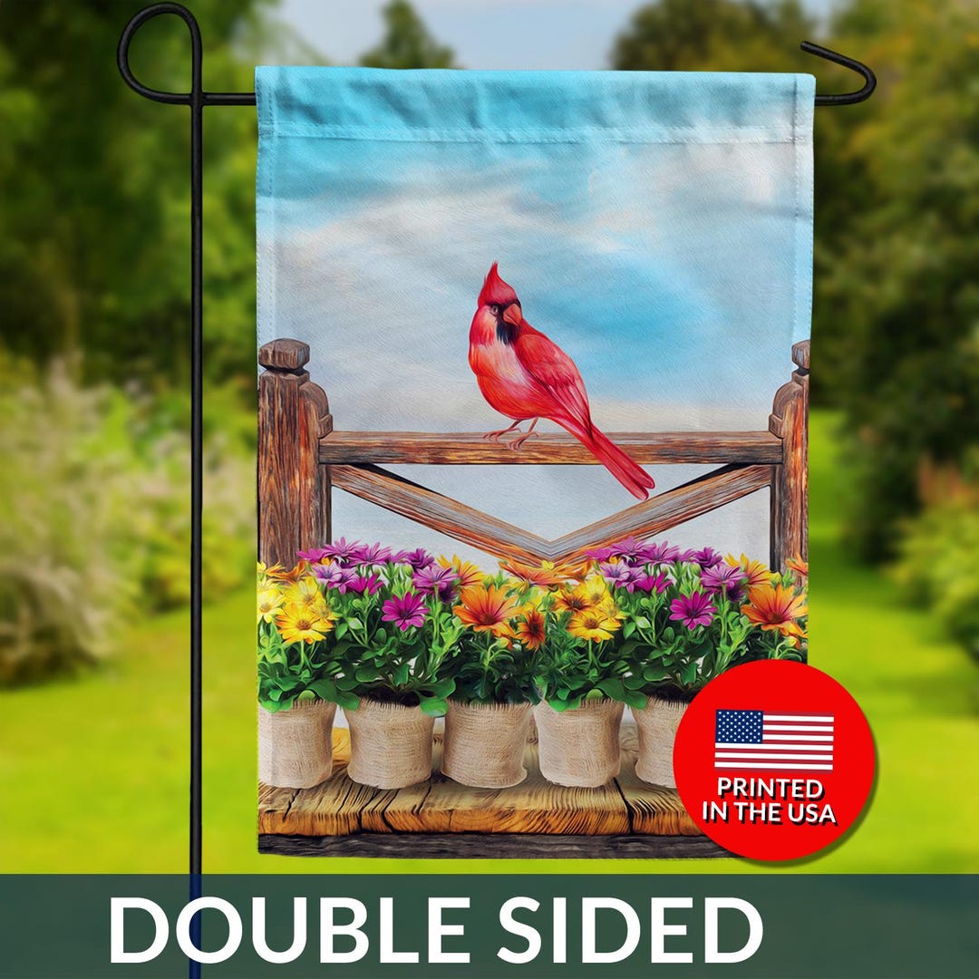 Mini Potted Plants Cardinal Double Sided Flag - Red Cardinal Flag ...