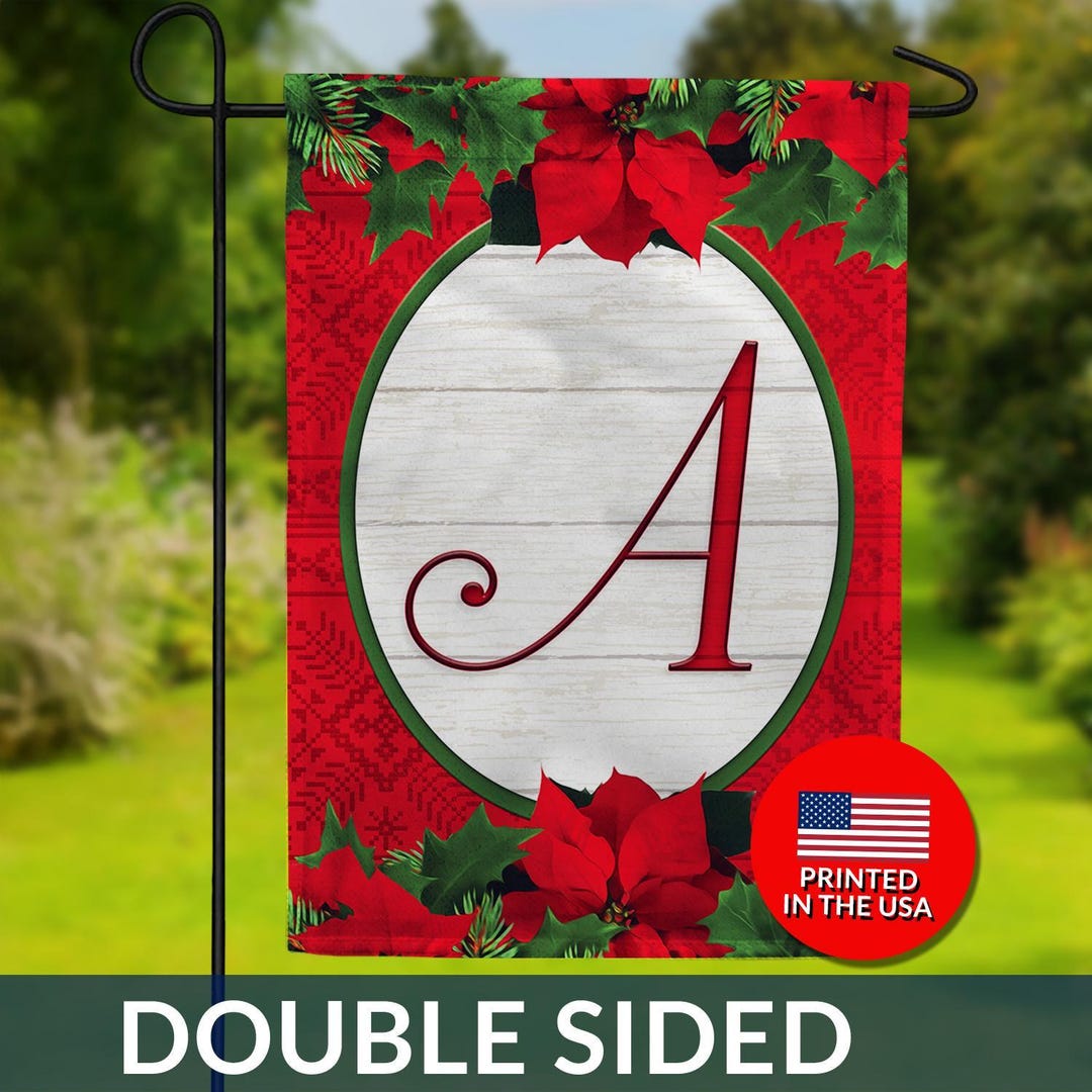 Red Poinsettia Monogram Garden Flag – Double Sided Holiday Decor - Etsy