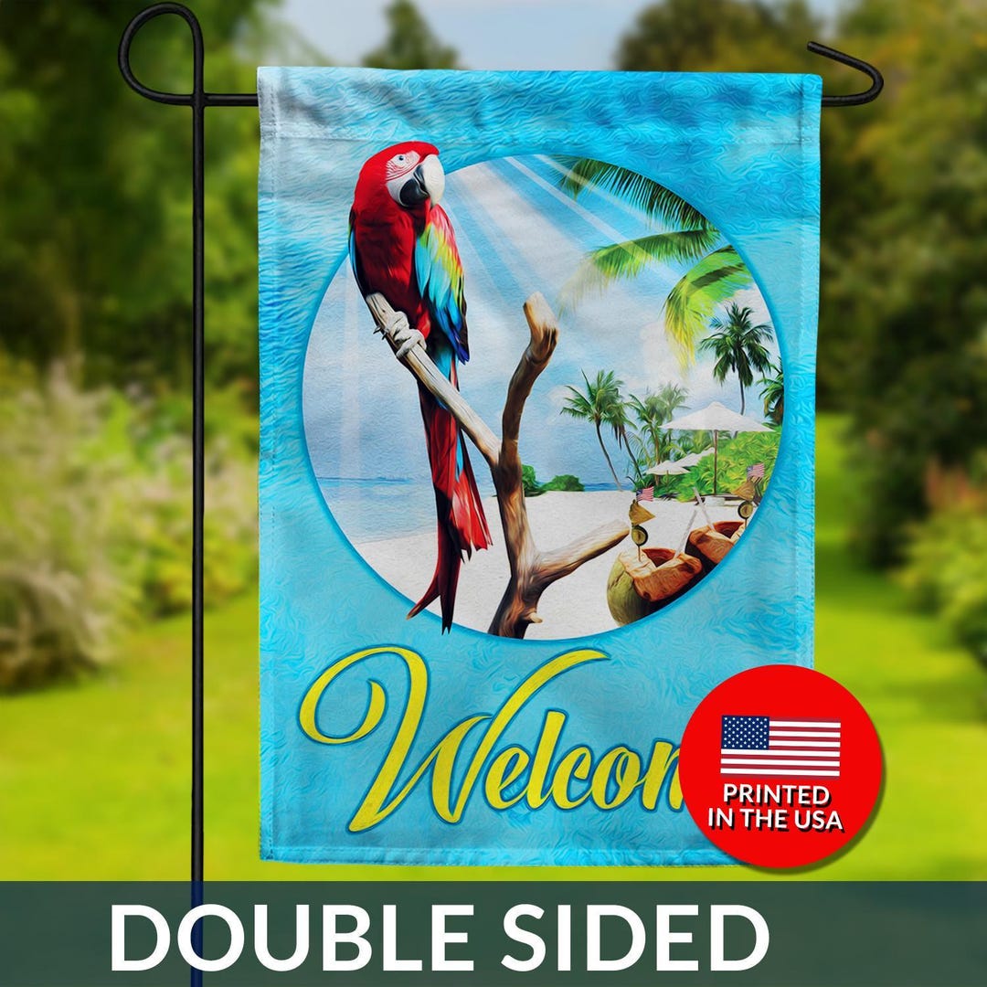 Tropical Parrot Welcome Garden Flag – Double Sided Beach Decor - Etsy
