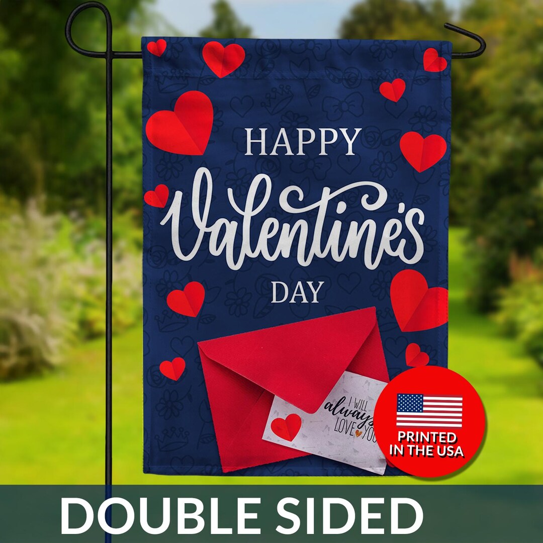 Happy Valentine's Day Flag - Valentine Flag, Romantic Flag, Love Heart ...