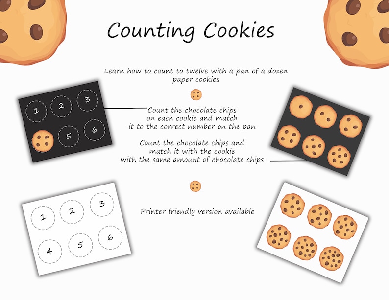 Counting Cookies Homeschool Learning Twelve Dozen Toddler Busy - Etsy