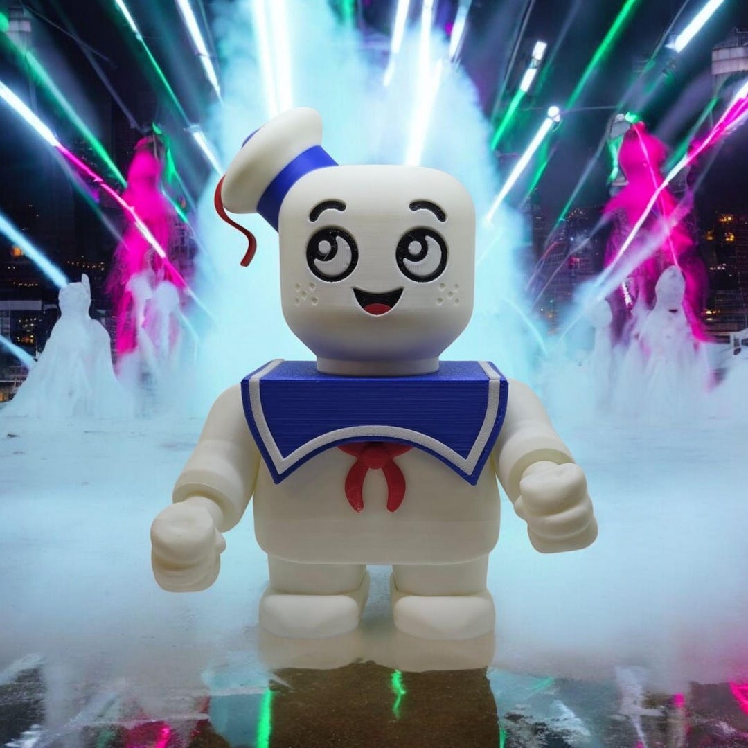 Chunkiez Puft Marshmallow Figure : Iconic Ghostly Character for Your Brick Display Adventures ...