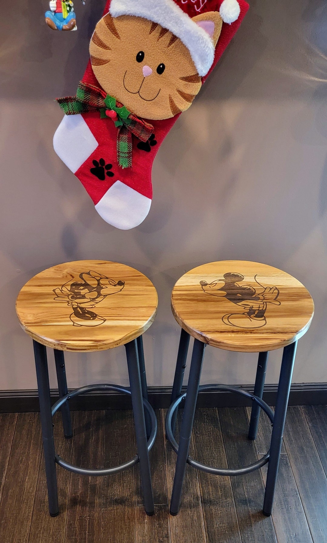Countertop Height Mouse Stool Set. Solid Teak Hardwood - Etsy